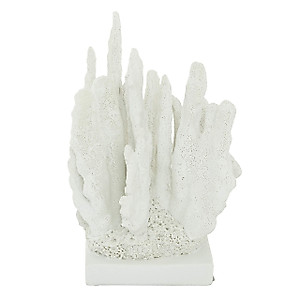 Deco 79 Polystone Coral Decorative Sculpture Home Decor Statue, Accent Figurine 7" x 6" x 10", White