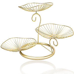 Fruit Basket for Kitchen Counter, 3 Tier Fruit Basket Gold, 3 Tier Fruit Bowl Modern Decorative