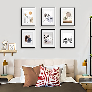 Picrit 12x16 Picture Frame Set of 12, Display 8.5x11 with Mat or 12x16 Without Mat, Photo Frames for Wall Mounting Display, Black.