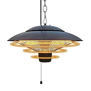 Outdoor Patio Heater, Hanging Electric Porch Heater, Ceiling Mounted Patio Heater, Waterproof Space Heater Lamp For Patio, Outdoor Heater with 2 Adjustable Modes 600W/1500W