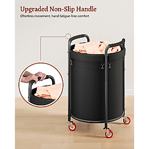 Laundry Basket with Wheels, Rolling Laundry Hamper, 50 Gal. (190L), Round Laundry Sorter Cart with 4 Casters, Removable Liner, Steel Frame with Handle for Bedroom, Bathroom, Laundry Room
