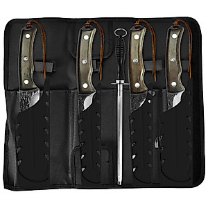 FULLHI Butcher Knife Set, 11pcs Hand Forged butcher knife Boning Knife With Sheath High Carbon Steel Carving Knife Fish Knife Chef Knife For Kitchen, Camping, BBQ