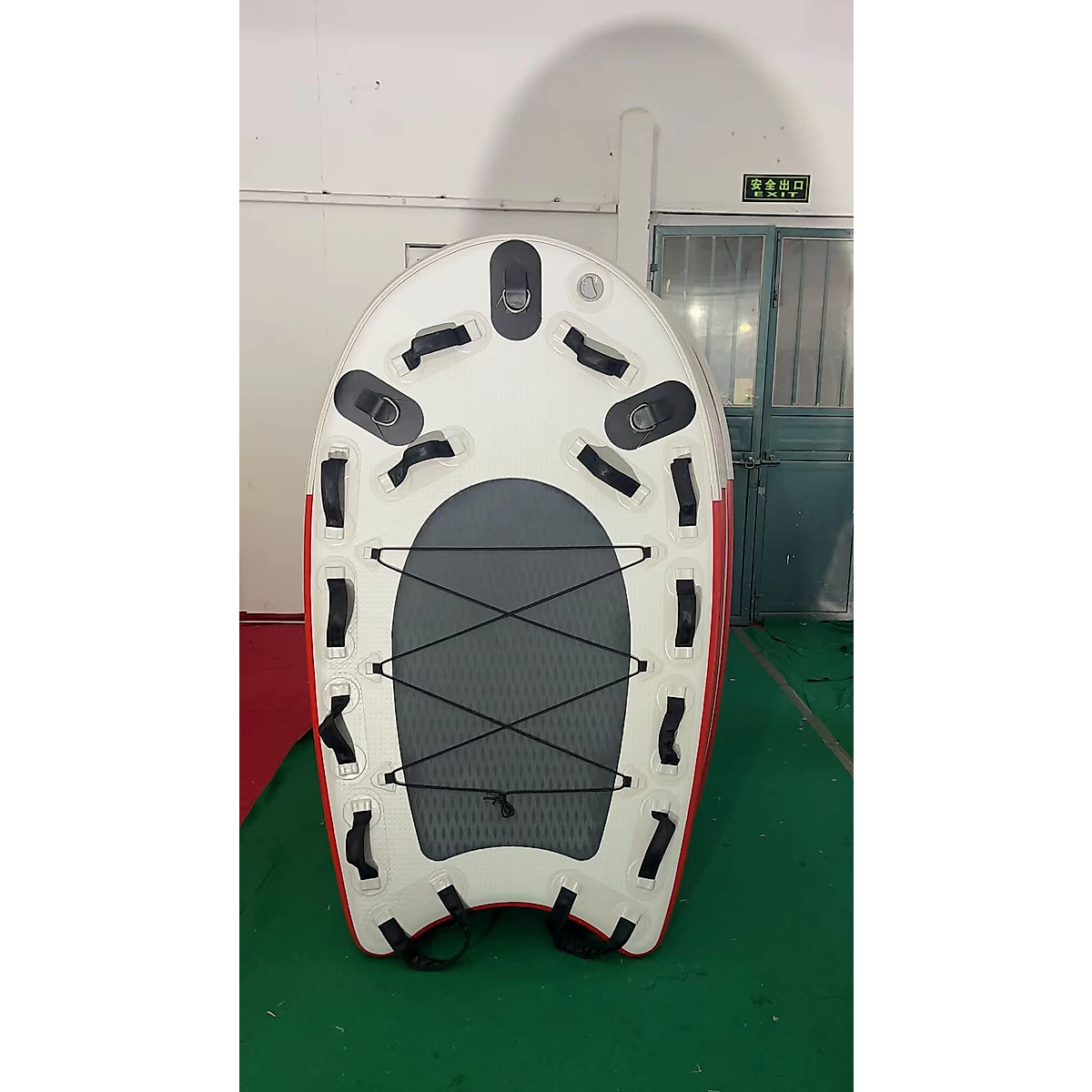 SAYOK Large Inflatable Rescue Sled Floating Mat, Inflatable Surfing Board Inflatable Jet Ski Rescue Board(71 x 41.4 x 4 inches, Red Edge)