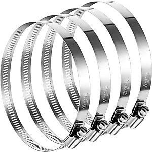 4 Pieces Adjustable 304 Stainless Steel Duct Clamps Hose Clamp (8 Inch)