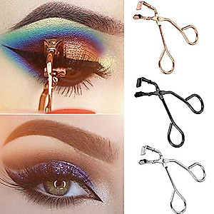 3 Pcs Eyelash Curler With Refill Pads 17IF No Pinching Mini Lash Curler Fits All Eyelash Shapes(Black, Gold and Silver)