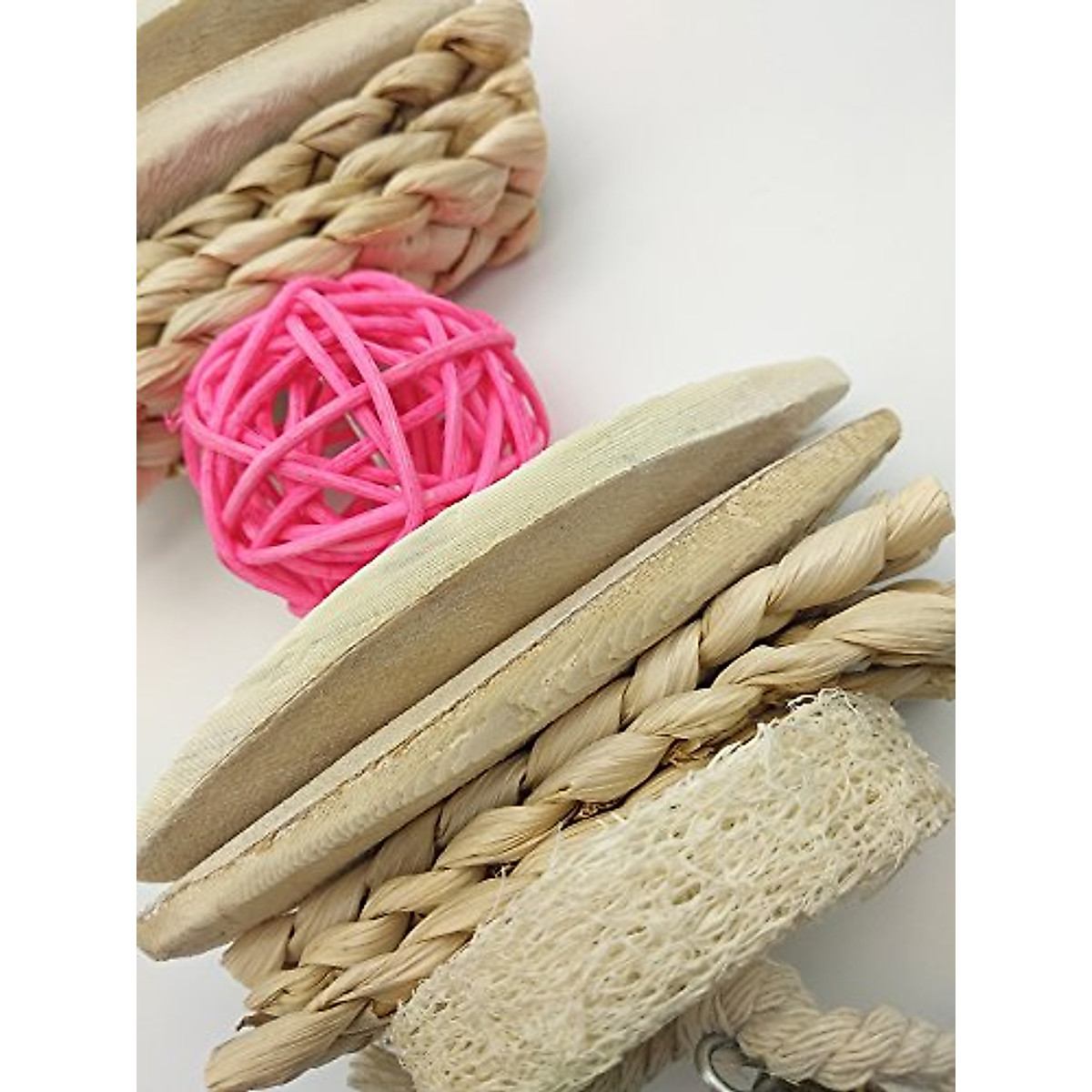 Hypeety Bird Parrot Cuttlebone Toy Bird Chew Toy Colorful Rattan Ball Toy Safe and Fun for African Grey, Amazon Conure Cockatoo Macaw Cockatiel