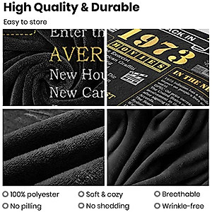 50th Birthday Gifts for Women or Men, Ultra-Soft Micro Flannel Fleece Throw Blanket, Perfect 1973 Birthday Gifts Ideas, Happy 50th Birthday Decorations, 50 Year Old Gifts for Men Women (1973-g)