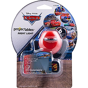 Projectables Pixar Cars LED Kids Night Light, Plug-In, Projector, Dusk-to-Dawn, Lightning McQueen, Mater, Holly, for Hallway, Bedroom, Nursery, Playroom, Gaming Room, 11740