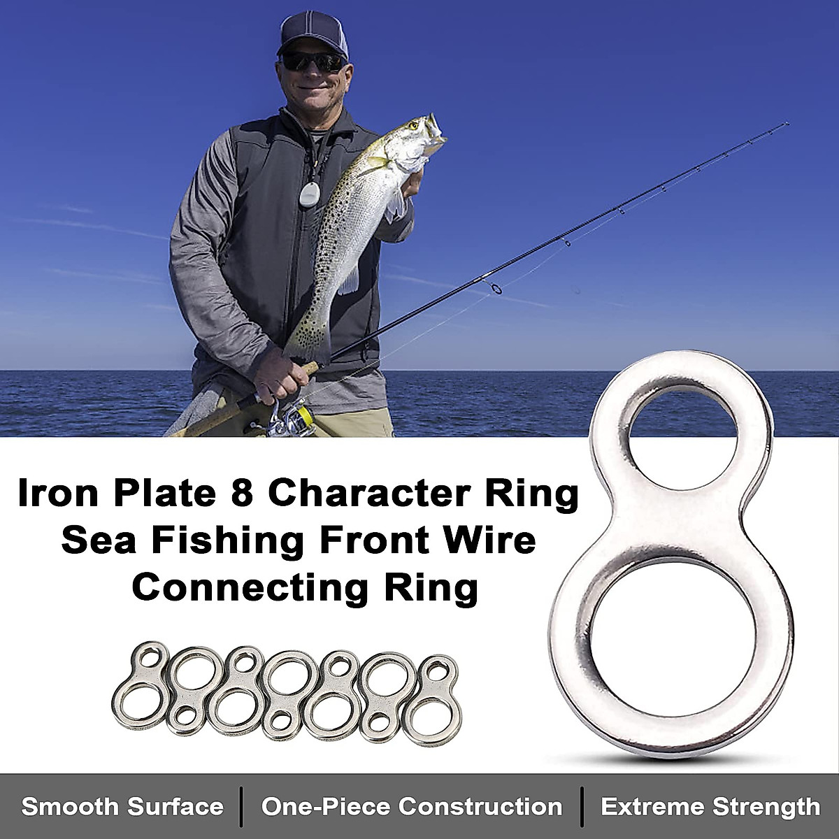 Fishing Split Rings, 60pcs High Strength Stainless Steel Solid Fishing Figure 8 Jigging Rings Lure Connector Tackle Accessories Saltwater Freshwater