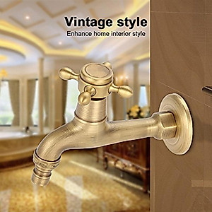 Vintage Solid Brass Single Handle Faucet Washing Hine Faucet Wall Mounted Water Tap Laundry Utility Room Sink Faucets(1#)