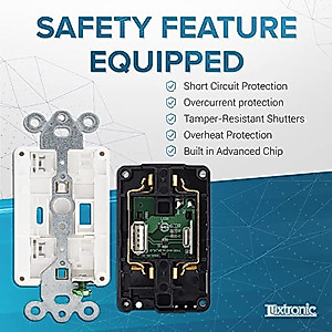 Luxtronic USB Wall Outlet Fast Charge - Tamper Resistant QC 3.0/PD 3.0 Receptacles, Type C Type A Charging Station Port, Fast Charger Compatible with iPhone, iPad, Samsung, Android Devices (2 Pack)