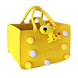CXDBXD Gift Bags 11.8x7.8x7 Inch Reusable Lightweight Foldable Big Gift Bag Storage Creative Felt Gift bags for Kids Birthday Gift Woman Stylish Shopping Party Travel Bag (Yellow)