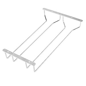 Wine Glass Rack, 2 Rows Stainless Steel Wall-Mounted Wine Glass Hanger For Bar Home By Hmane (Silver)