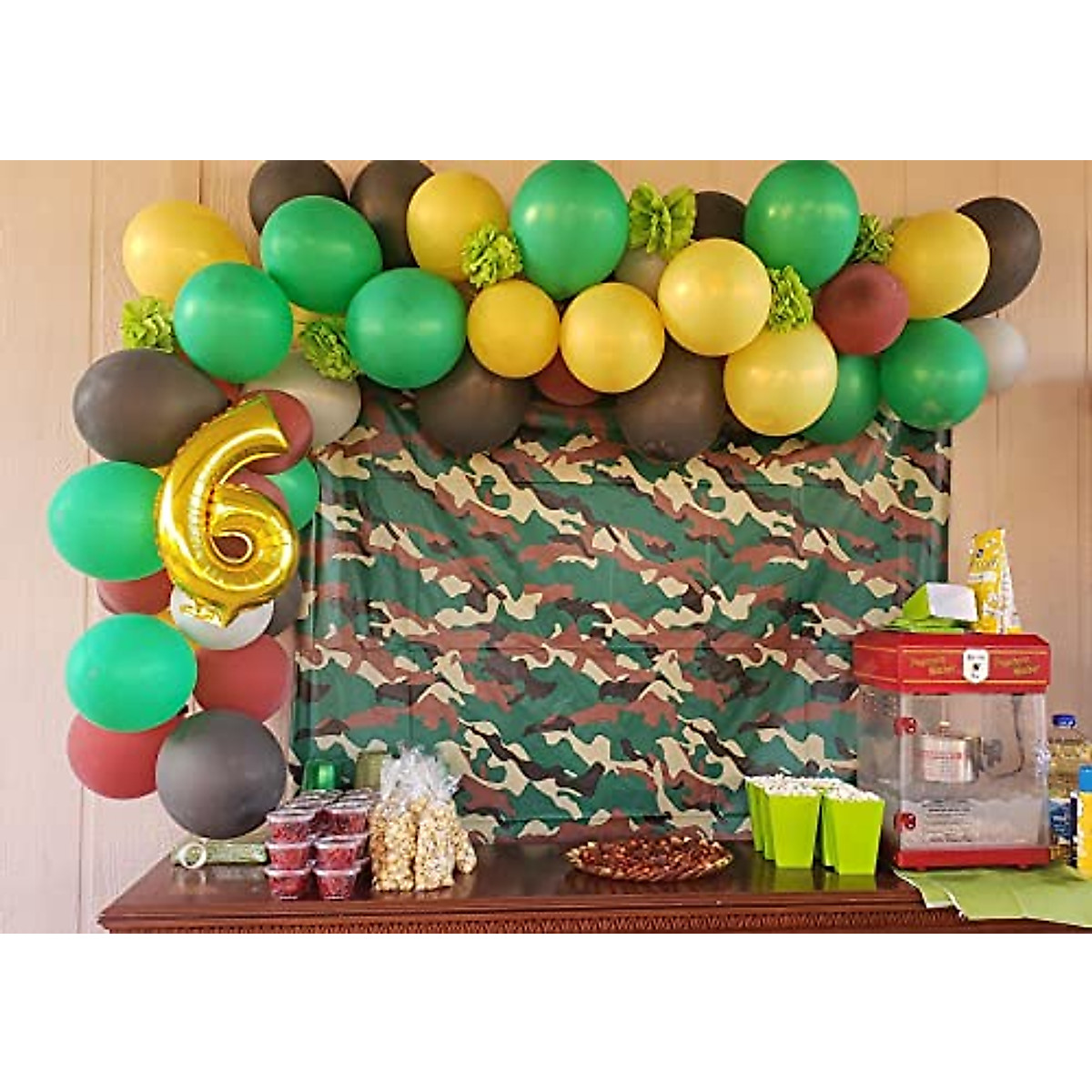 Oojami Pack of 6 Camouflage Plastic Tablecover Camo Tablecloth - 54" x 108"