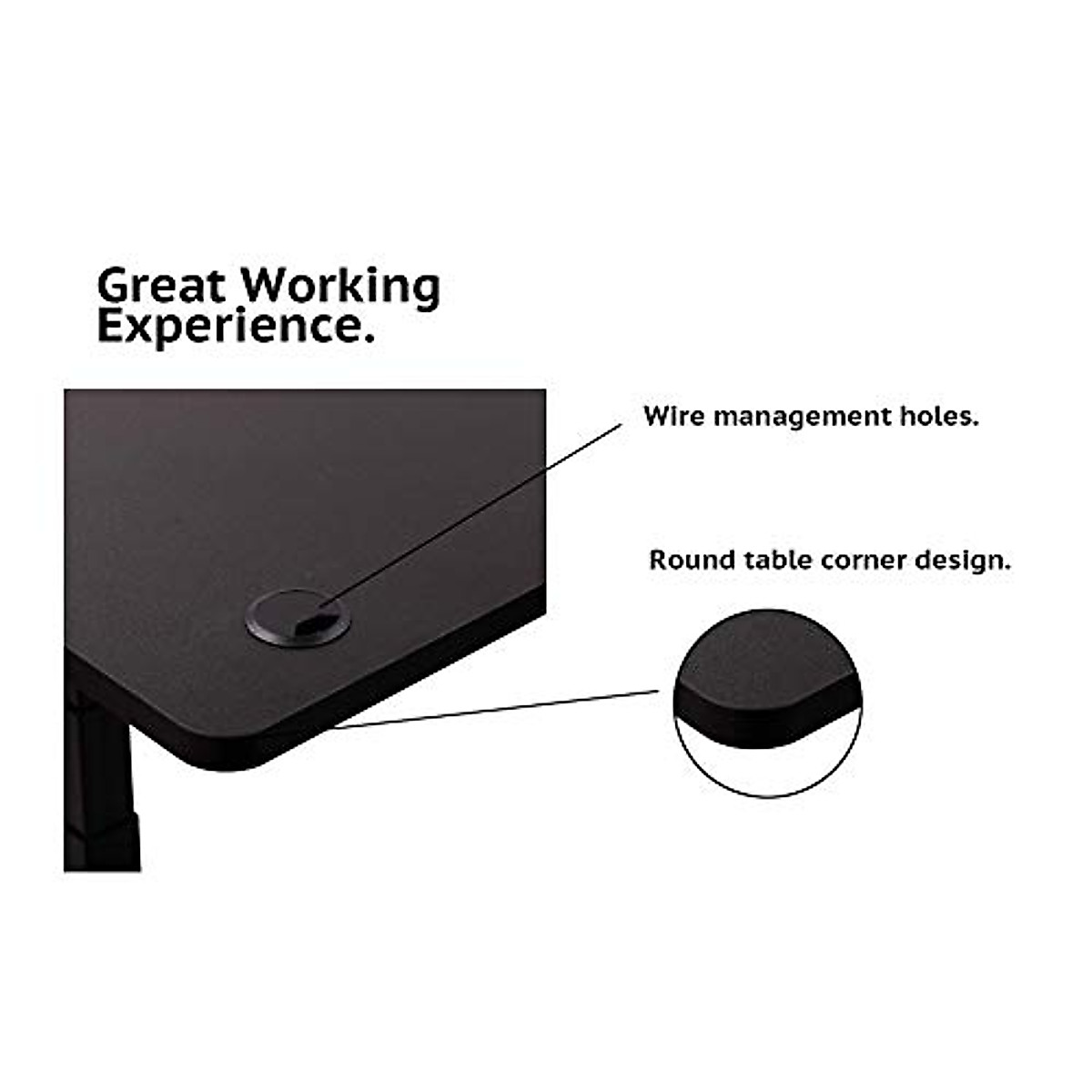 UNICOO Melamine 47.2 x 23.6 Inch Universal Table Top for Standard and Sit to Stand Height Adjustable Home and Office Desk Frames (Tabletop 47.2 - Black)