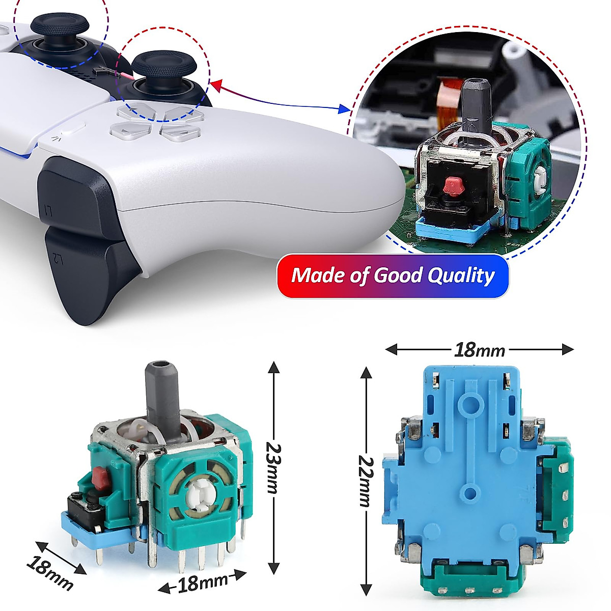 YWLRONG 3D PS5 Joysticks Replacement For Sony Playstation 5 PS5 Controller Joystick Replacement PS5 Analog Stick Replacement for PS5 Thumbsticks Module Controller Replace Accessories (4PCS)