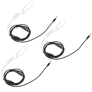 ASHATA 3 Sets Air Tube Headset, Single Earbud, 3.5mm Anti Radiation Noise Reduction Wire Control Headphone with Mic,Air Tube Acoustic Earbuds with Collar Clip