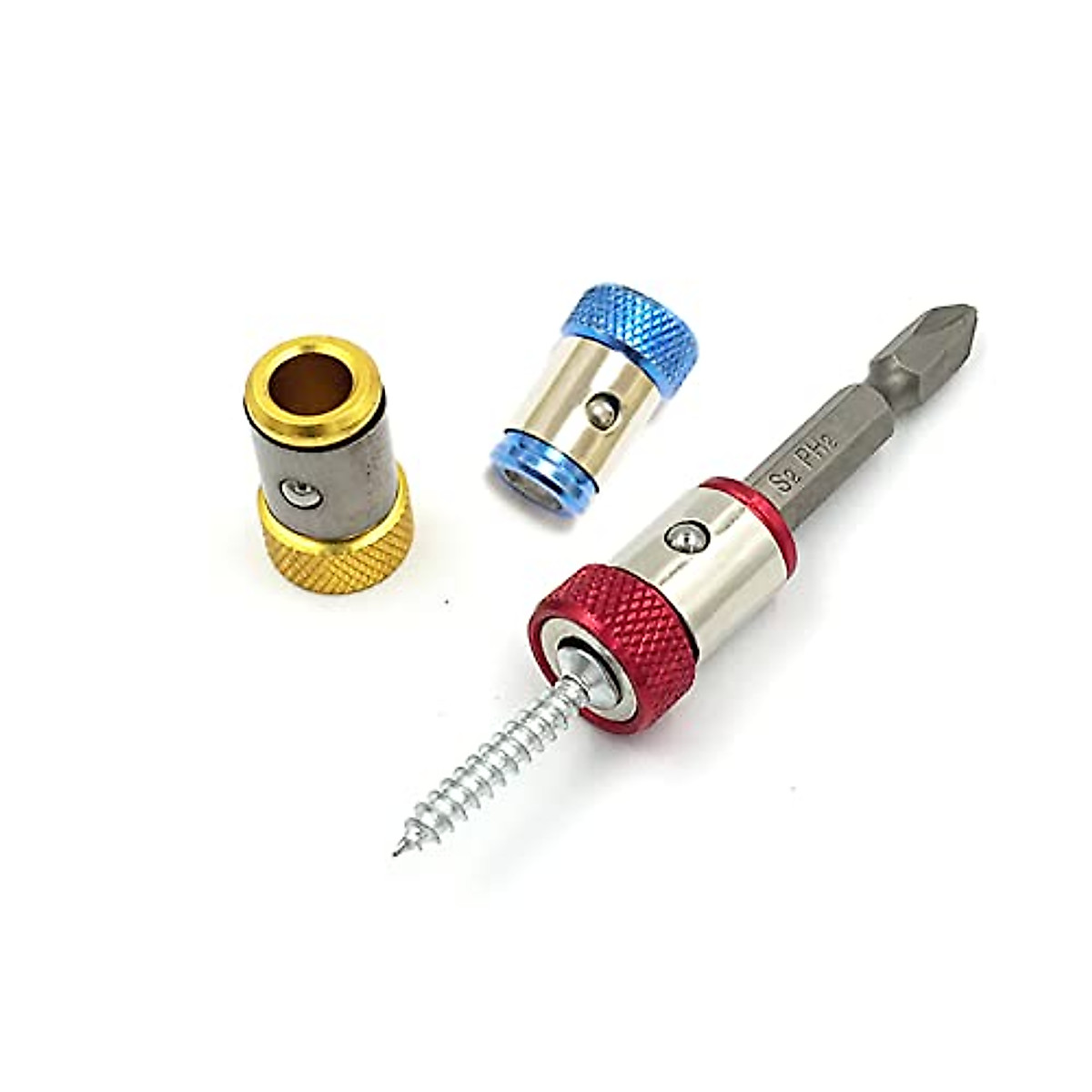 JFOGO 6 Pieces Magnetic Screw Ring With 2 Pieces Ph2 Screwdriver Bit Set,Magnetizer Screw Removable For 1/4 Inch/6.35mm Hex Screwdriver and Power Bits (MIX)