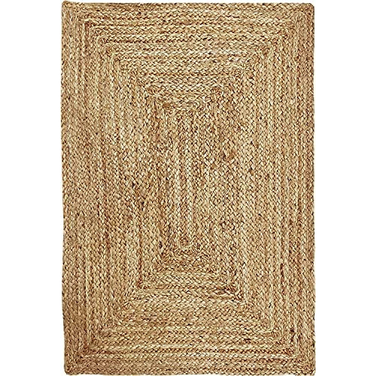 KEMA Jute Braided Area Rug, 8x10 Feet (96x120 Inches) - Rustic Vintage Braided Reversible Rectangular Rug, Shag Rugs for Bedroom, Jute Kitchen Rug, Living Room, Floor