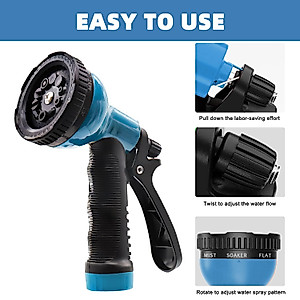 SURNEI 50ft Stainless Steel Garden Hose Metal, Heavy Duty Water Hose with 10 Function Sprayer Nozzle, Flexible Garden Hose, No-Tangle, Kink-Free, Puncture Proof Hose for Yard Lawn, Outdoors, Rv