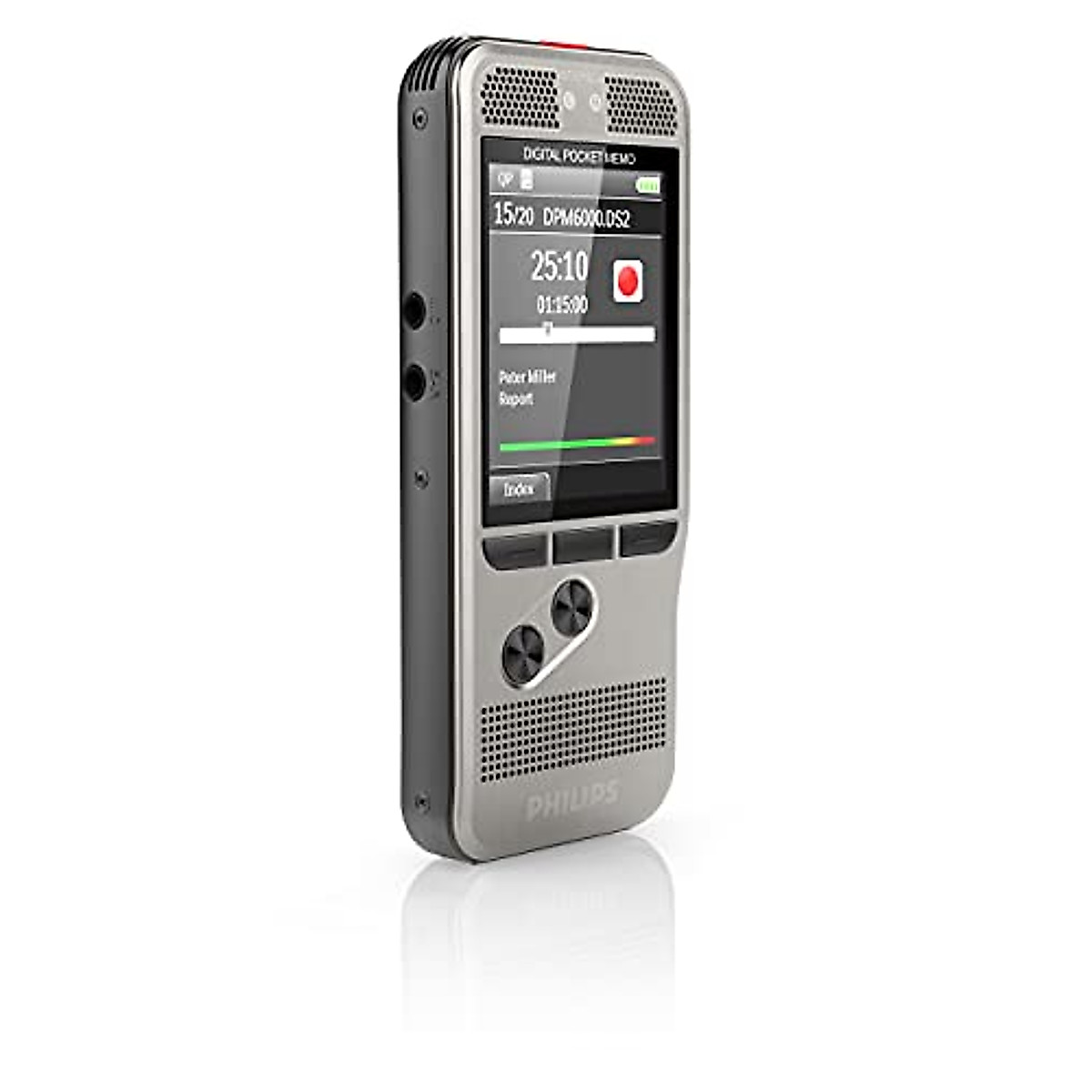 Pocket Memo 6000 Digital Recorder, Push Button, 2GB, Silver