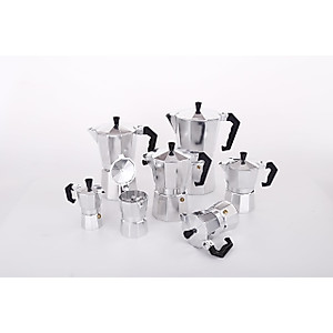 MVPLUE Classic Moka Pot 6 Cup 9 oz，Stovetop Espresso Maker Aluminum Silver，Cuban Coffee Maker， Greca，Make Delicious Coffee Easily at Home