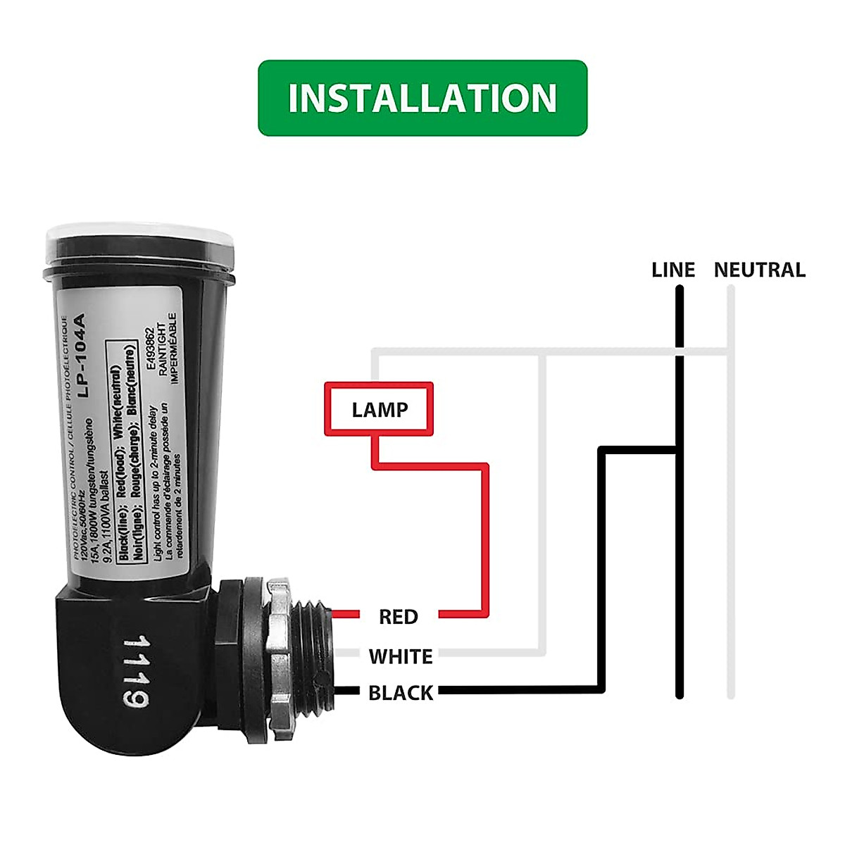 GBAYSA 1 Pack Outdoor Photoelectric Sensor,Dusk to Dawn Swivel Mount Conduit Lighting Control with Photocell,Automatic Adjustable Photo Sensor Switch for Indoor and Outdoor Light