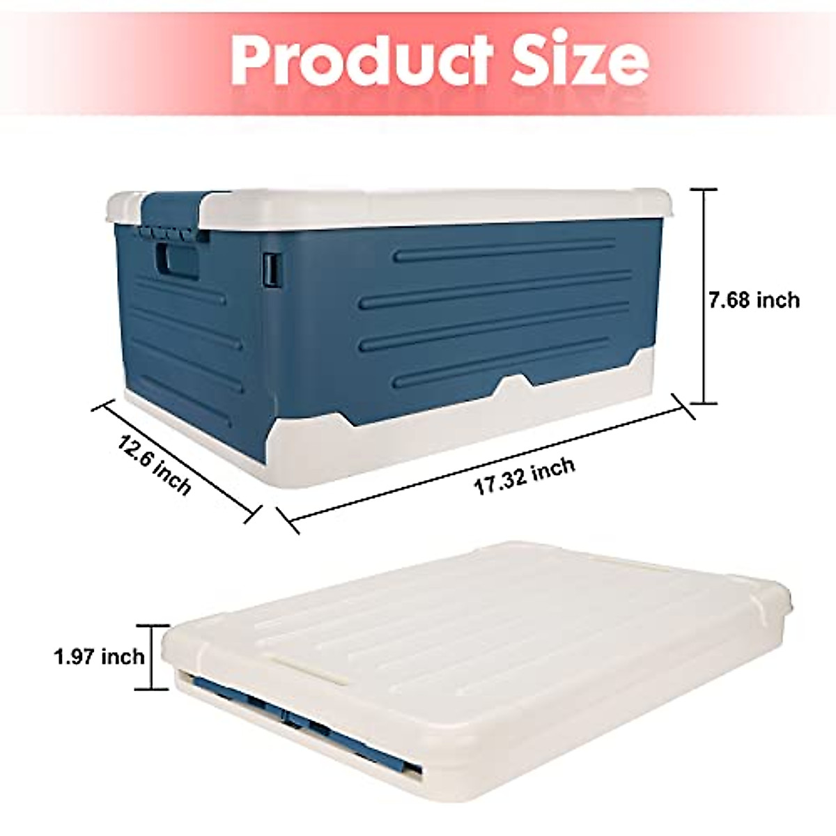 Aliokee 30L Collapsible Storage Bins with Lids,Durable Folding Plastic Containers, Utility Crates,Stackable Latch Storage Boxes For Home & Office &Car Travel Organization(3-Pack,Blue)