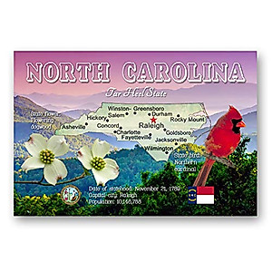 SIXNEW NORTH CAROLINA MAP postcard set of 20 identical postcards. NC state map post cards. Made in USA.