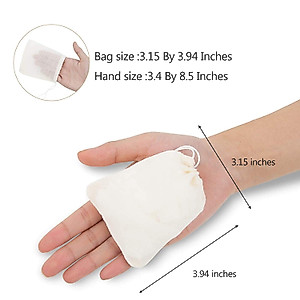 Cotton Drawstring Bags 100 Pieces, 3.94x3.15 Inches Unbleached Fabric Cloth Muslin Reusable Cotton Cheese Nut Milk Bags Tea Bags Spice Bags Muslin Bags with Drawstring for Spice, Tea, Coffee