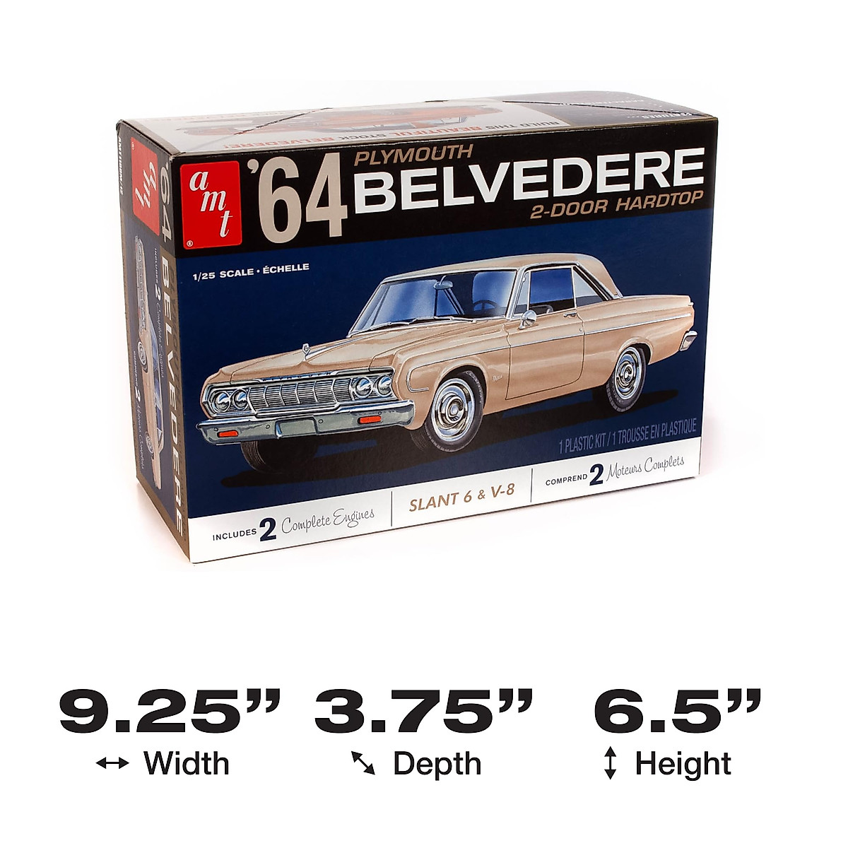 AMT - 1964 Plymouth Belvedere (w/Straight 6 Engine) 2T, 1:25 (AMT1188M), White