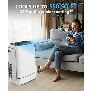 Joy Pebble Portable Air Conditioner, 12000 BTU for Room up to 550 sq. ft, Dehumidifier & Fan, Portable AC with 3 Fan Speeds, Automatic Louver Sweep,24H Timer, Remote Control, ECO