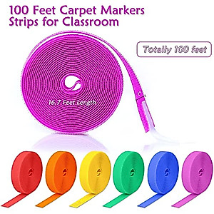 6 Rolls 100 Feet Carpet Marker Strips for Classroom, Mckanti Nylon Carpet Strips Carpet Spots Strips Floor Carpet Markers for Teachers Student Line up School Social Distance