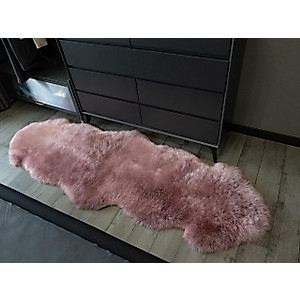 AGFNGE Sheepskin Rug, Fluffy Shag Area Rug, Super Soft 24” x 72“ Sheepskin Hair Rug,Peachy-Pink Pile Rug, Decorative Throw Rugs for Bedrooms, Children's Rooms, Living Rooms (Peachy-Pink, 24" x 72")