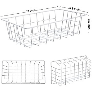 Orgneas Freezer Organizer Bins Metal Wire Storage Baskets for Upright Refrigerator Chest Freezer, Kitchen Pantry Storage and Organization for Fruit Vegetable Soda Cans Toys and Snacks, Set of 4