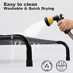 DogBaby Elevated Dog Bed, Outdoor Dog Bed Raised Dog Bed Dog Cot with Washable Breathable Mesh Dog Cots Beds for Large Dogs Chew Proof Cooling Dog Bed for Indoor Outdoor Use Grey