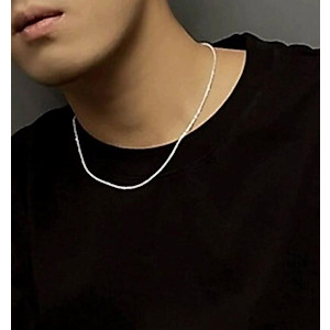 Verona Jewelers Sterling Silver Diamond Cut 2MM Sparkle Chain Necklace Criss cross Necklace- Shiny Necklace Sparkling Chain Sterling Silver Necklace (18)