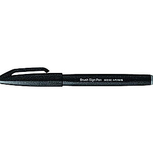 Pentel Arts Brush Sign Pen SES15C, Brush Pen, Black, Pack of 4