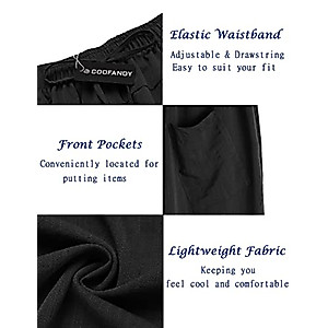 COOFANDY Men's Linen Pants Casual Drawstring Harem Trousers Lightweight Yoga Beach Pants with Pockets Black