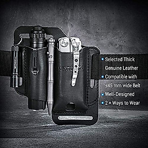 NEXTORCH EDC Leather Sheath, Multitools Sheath,Knife Belt Sheath/Leather Flashlight Holster/EDC Pocket Organizer Sheath for men, FLashlight Sheath for Knives/Flashlights/Tactical Pens/Tools