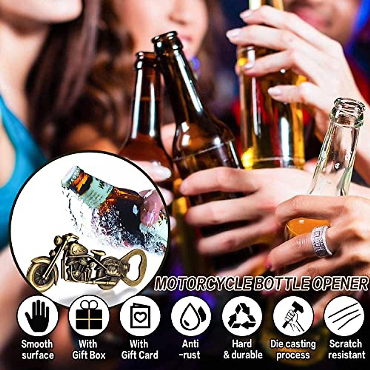 LKKCHER Motorcycle Beer Bottle Opener, Mens Gifts for Birthday Father’s Day, Christmas Gift Ideas for Men Husband Boyfriend Motorbike Lovers, Motorcycles Gifts