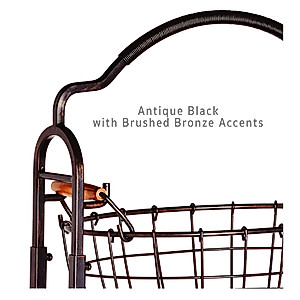 Gourmet Basics by Mikasa 5184916 Harbor Adjustable 3-Tier Metal Floor Standing Fruit/Home Storage Basket, Antique Black