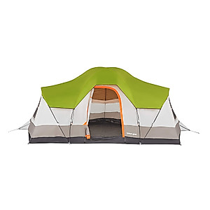 Tahoe Gear Olympia 10 Person 3 Season Outdoor Hiking Family Backpack Camping Tent, Green and Orange