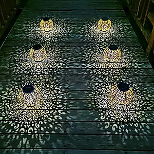 6Pack Moon Star Solar Lights Outdoor Decorative +1Pack Outdoor Solar Lantern