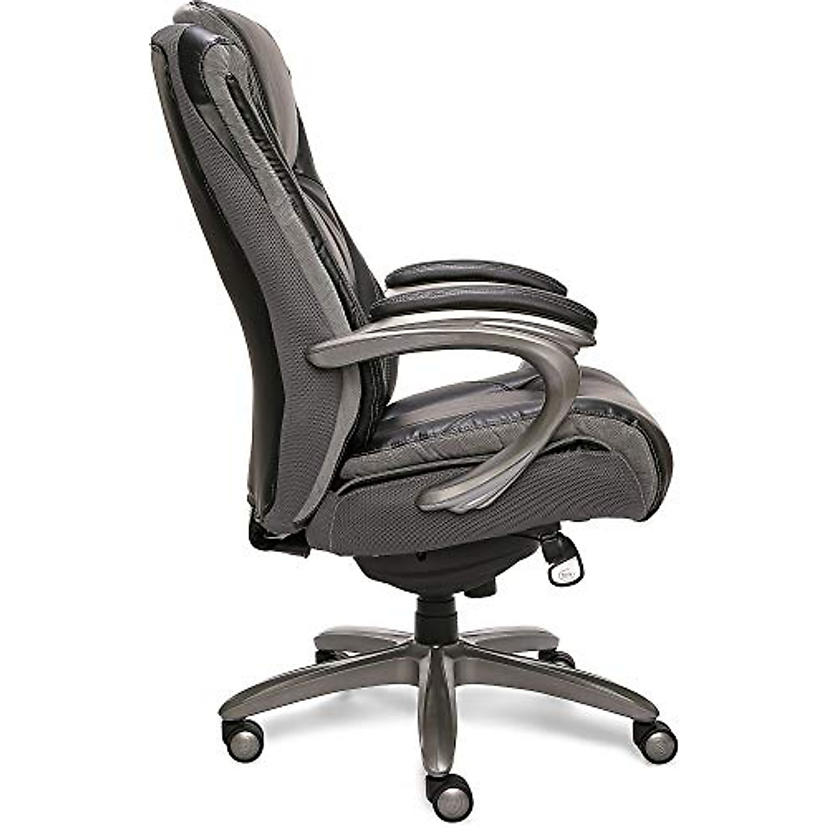 Serta Big and Tall Smart Executive Office ComfortCoils, Ergonomic Computer Chair with Layered Body Pillows, Big & Tall, Adjustable Height, Faux Leather, Black and Gray