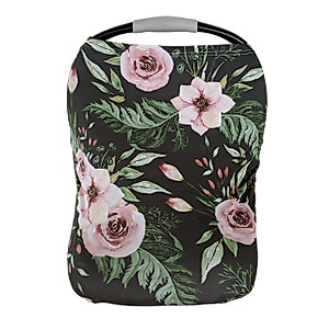 Pobi Baby Car Seat Covers and Nursing Cover - Soft and Stretchy Floral Pattern (Charm)