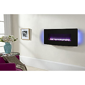 Muskoka 48" Curved Front Wall Mount Black Glass Electric Fireplace