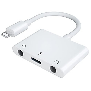 ELITEED 3in1 Lighting to 3.5mm,Headphone Adapter for iPhone, Dual Earphone Jack Audio and Charging Adapter,Headphone Splitter for iPhone 14/13/12/11/XS Max/XR/8/7 Plus /6/ iPad,Support iOS 10 to16