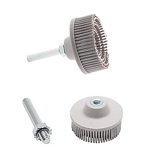 Jersvimc 2Pcs 120 Grit White Bristle Disc Attachment, 2 Inch Abrasive Bristle Disc Gasket Removal Disc with 1/4 Shank Coating Removal Disc for Rotary Tool