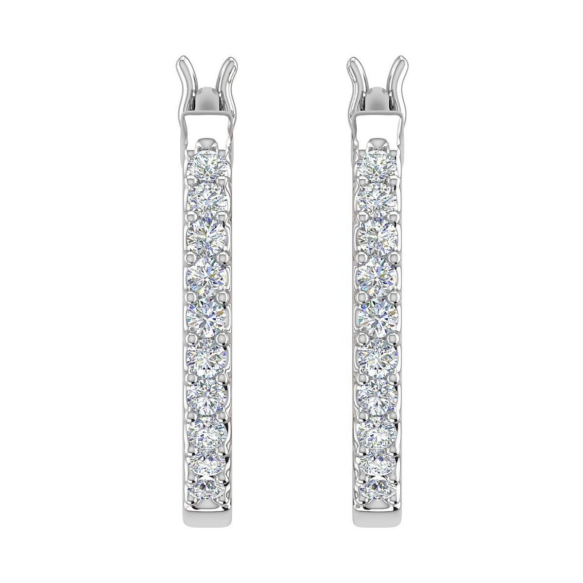 1/10 Carat Diamond Ladies Small Hoop Earrings in 10K White Gold